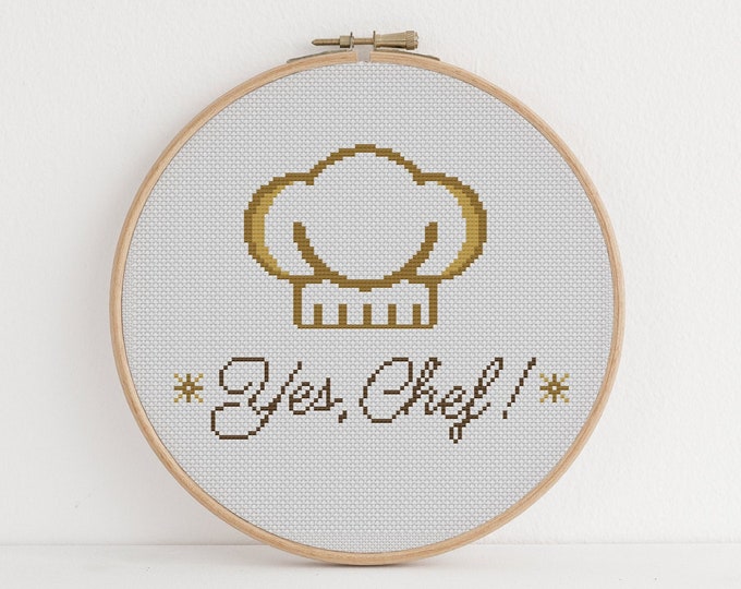 Yes Chef Cross Stitch Pattern Restaurant Lingo Kitchen Decor Digial ...