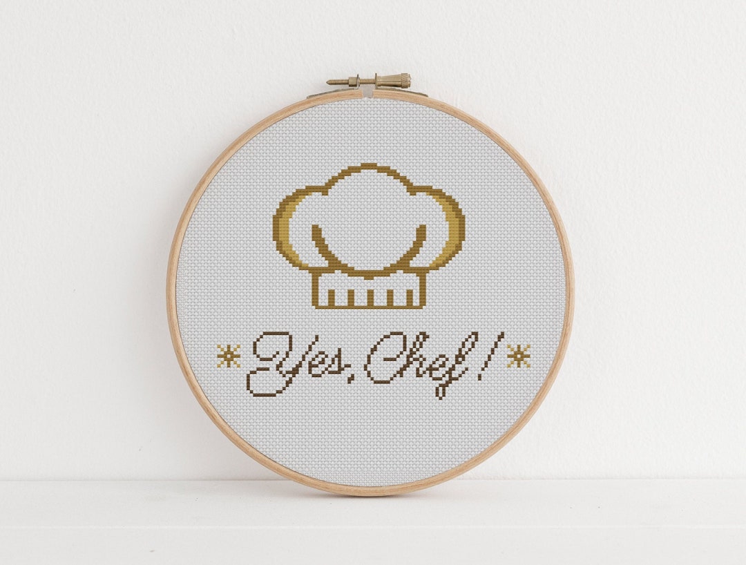 Yes Chef Cross Stitch Pattern Restaurant Lingo Kitchen Decor Digial ...