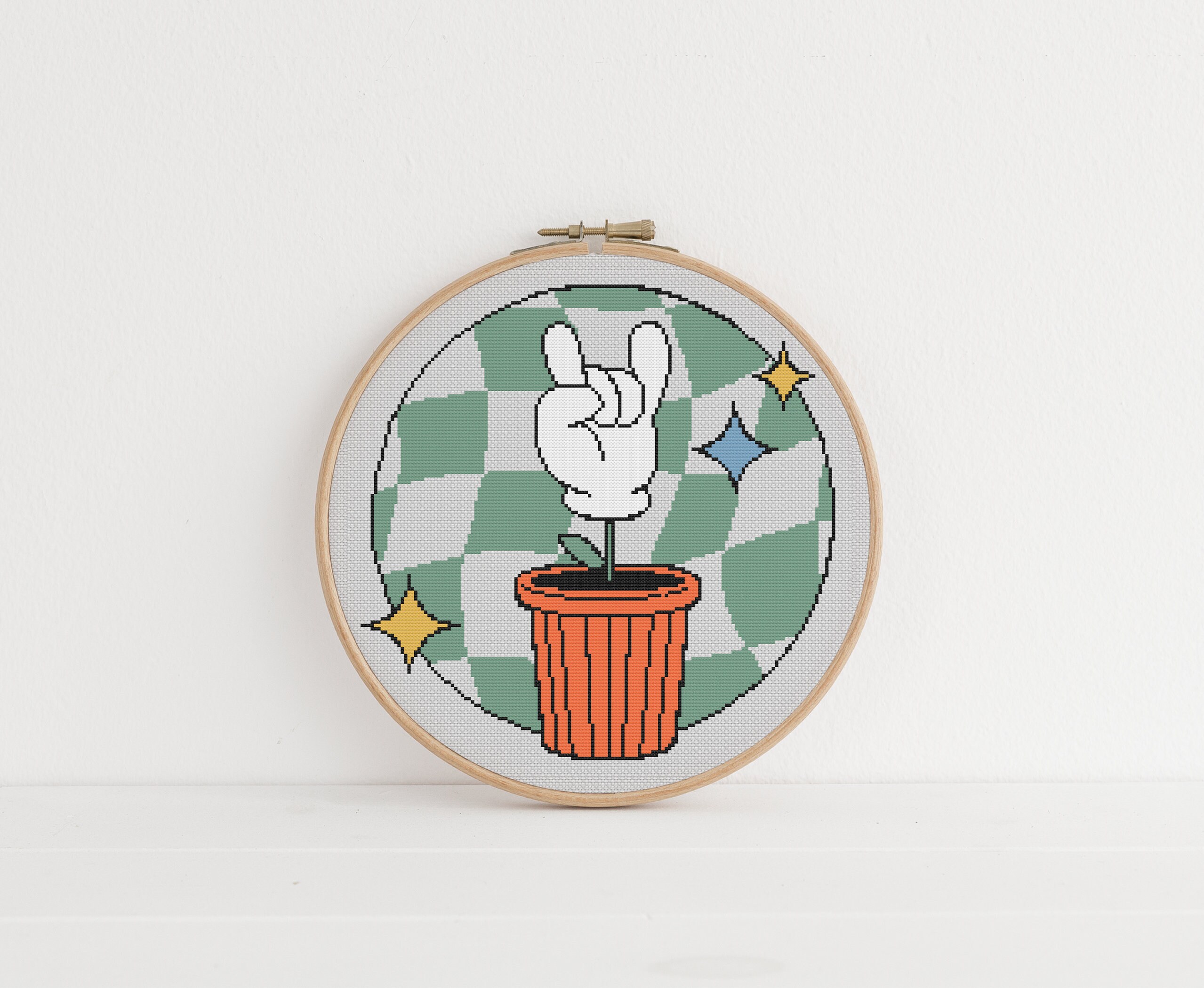 SET OF 3 Groovy Cross Stitch Pattern Modern Cross Stitch Flower Power ...