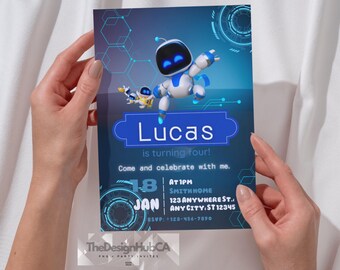 Astro Bot Birthday Invitation, Gaming Birthday Invite, Video Game ...