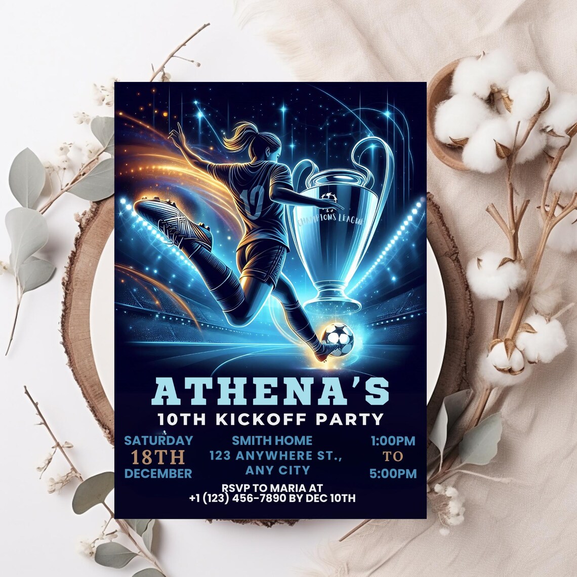 Soccer Birthday Invite, Soccer Birthday Party, Soccer Party Invite ...