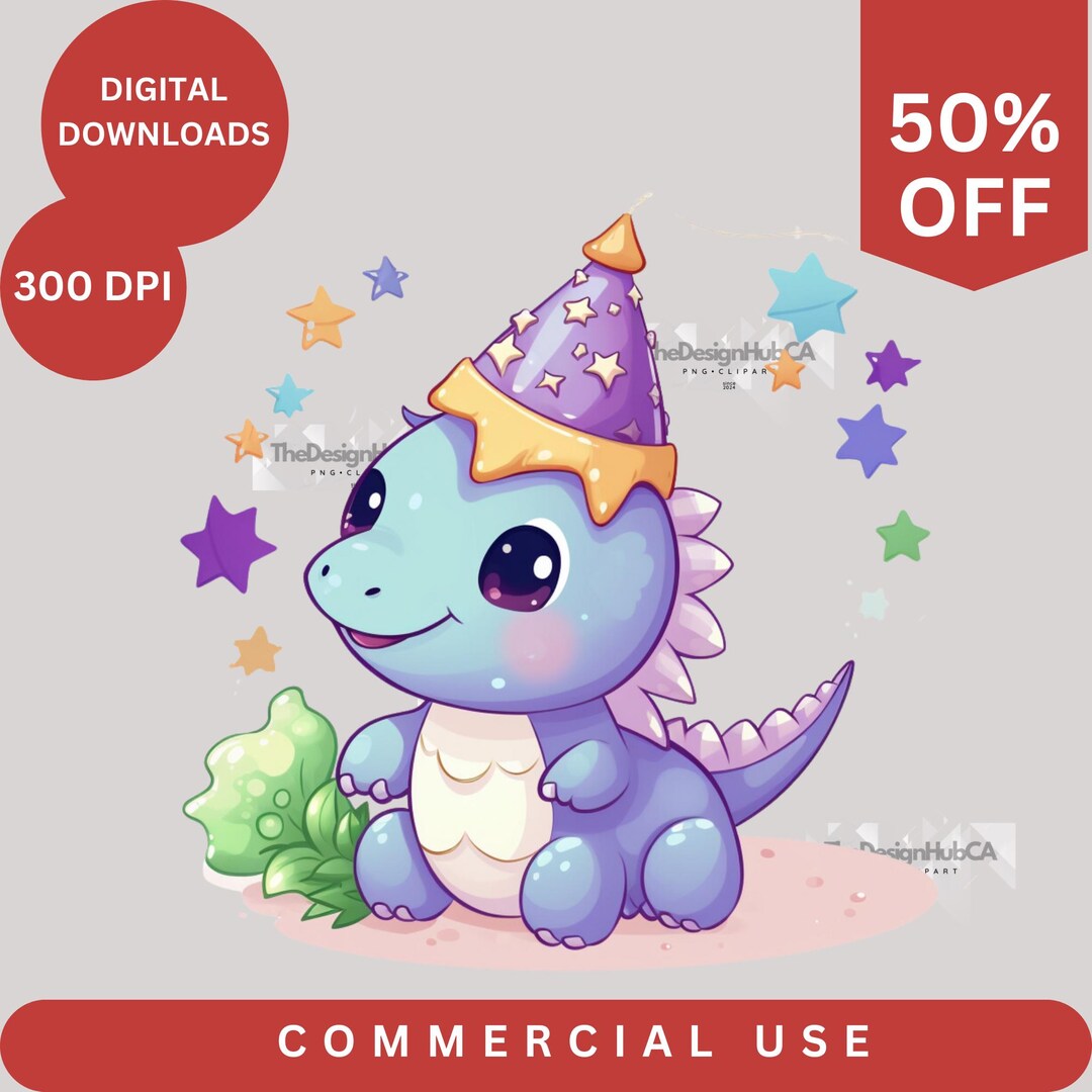 Cute Baby Birthday Dinosaur, Watercolor Dinosaur, Dinosaur Clipart ...