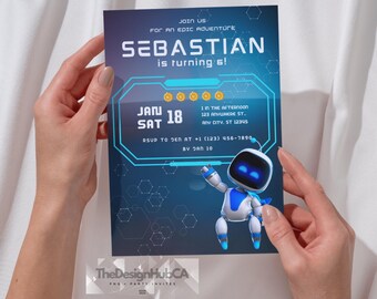 Astro Bot Birthday Invitation, Gaming Birthday Invite, Video Game ...