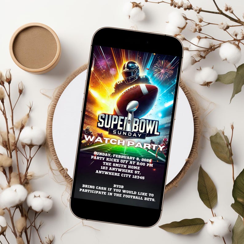 LX 2026 Watch Party Invite, the Big Game Birthday Invite, Football ...