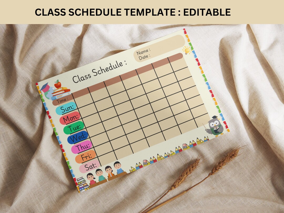 Digital Class Schedule, Daily Class Schedule ,schedule for Class, Class ...