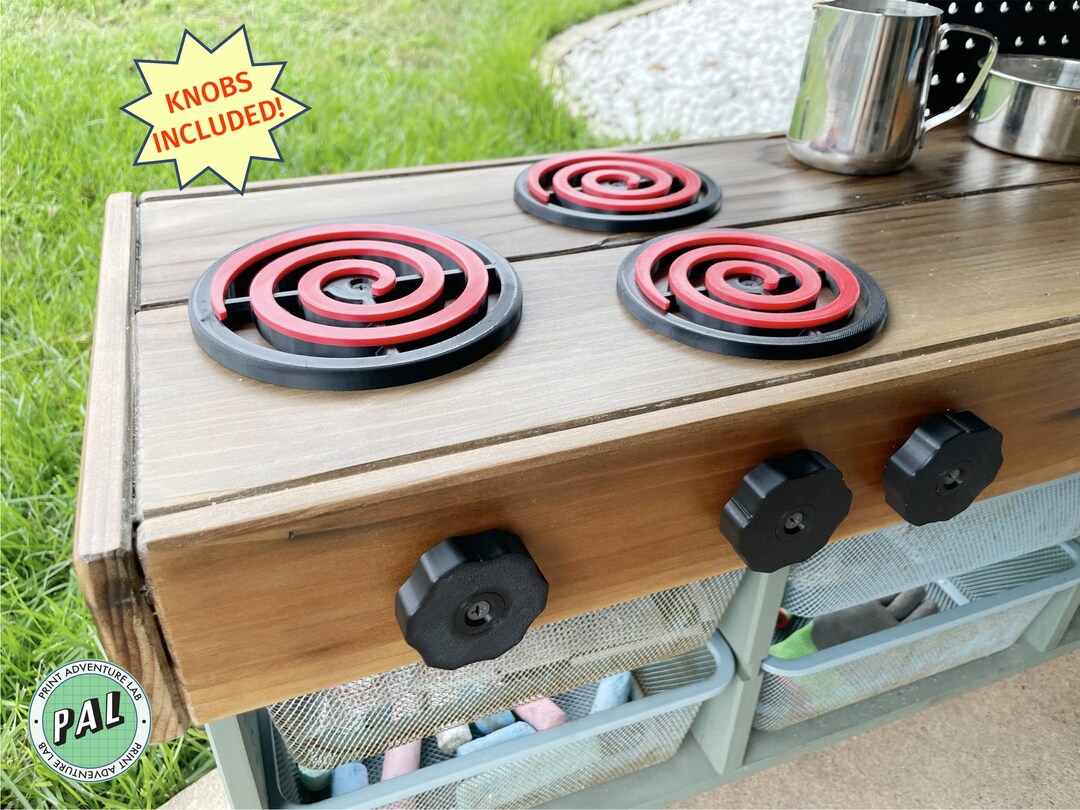 Mud Kitchen Stove Top Burners & Knobs - Set of 3 or 4 'electric ...