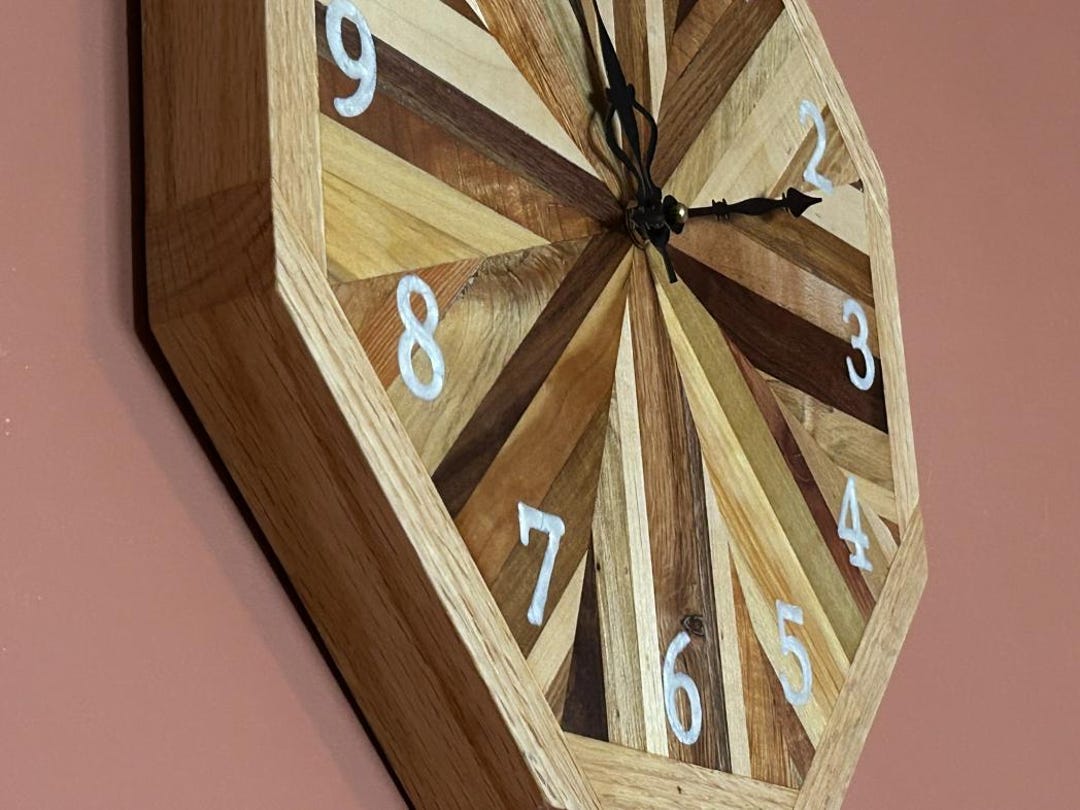 Handmade Octagonal Wall Clock, Wood Clock, Unique Wooden Clock, Custom ...