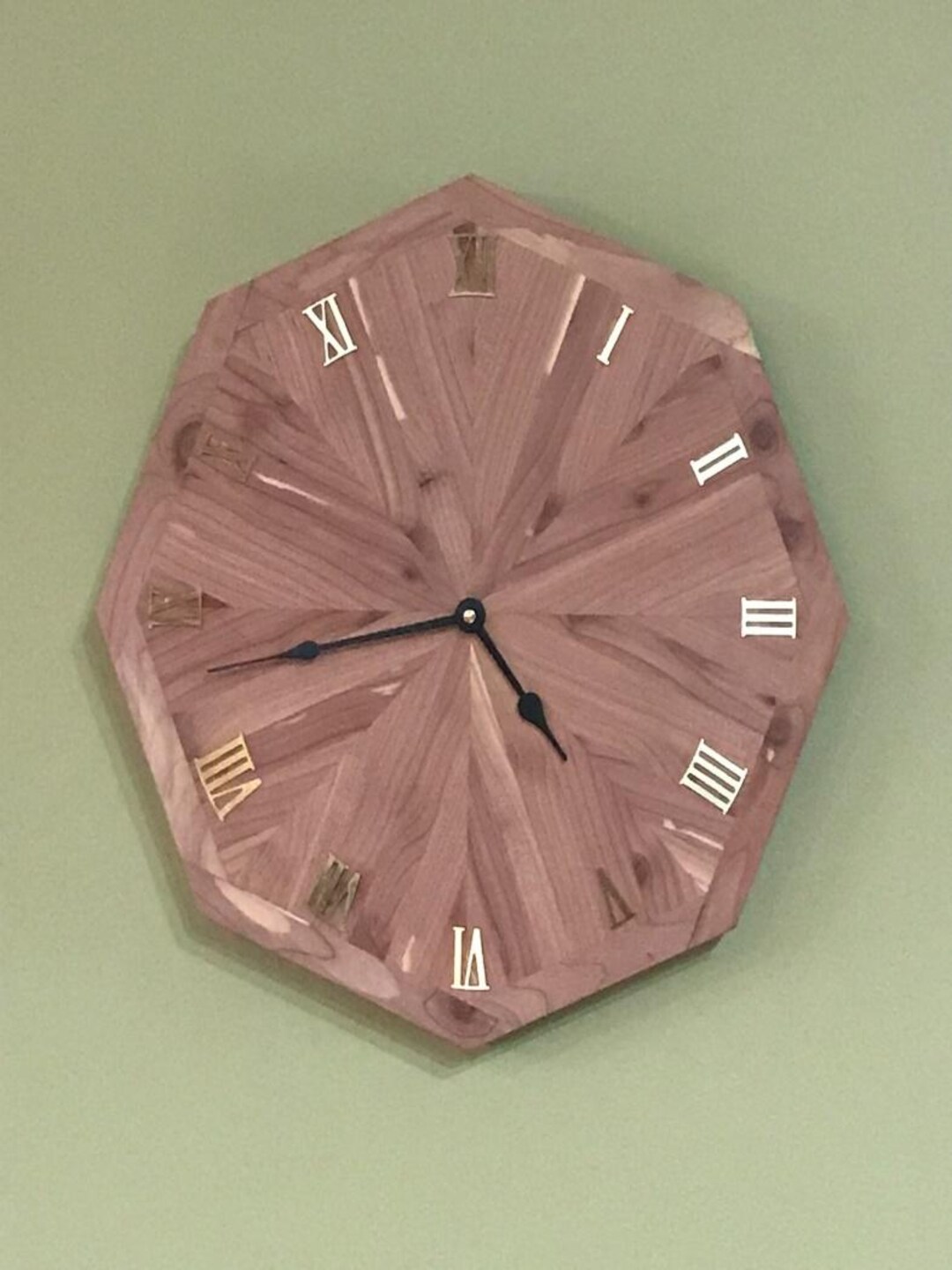 Handmade Octagonal Wall Clock, Wood Clock, Unique Wooden Clock, Cedar ...