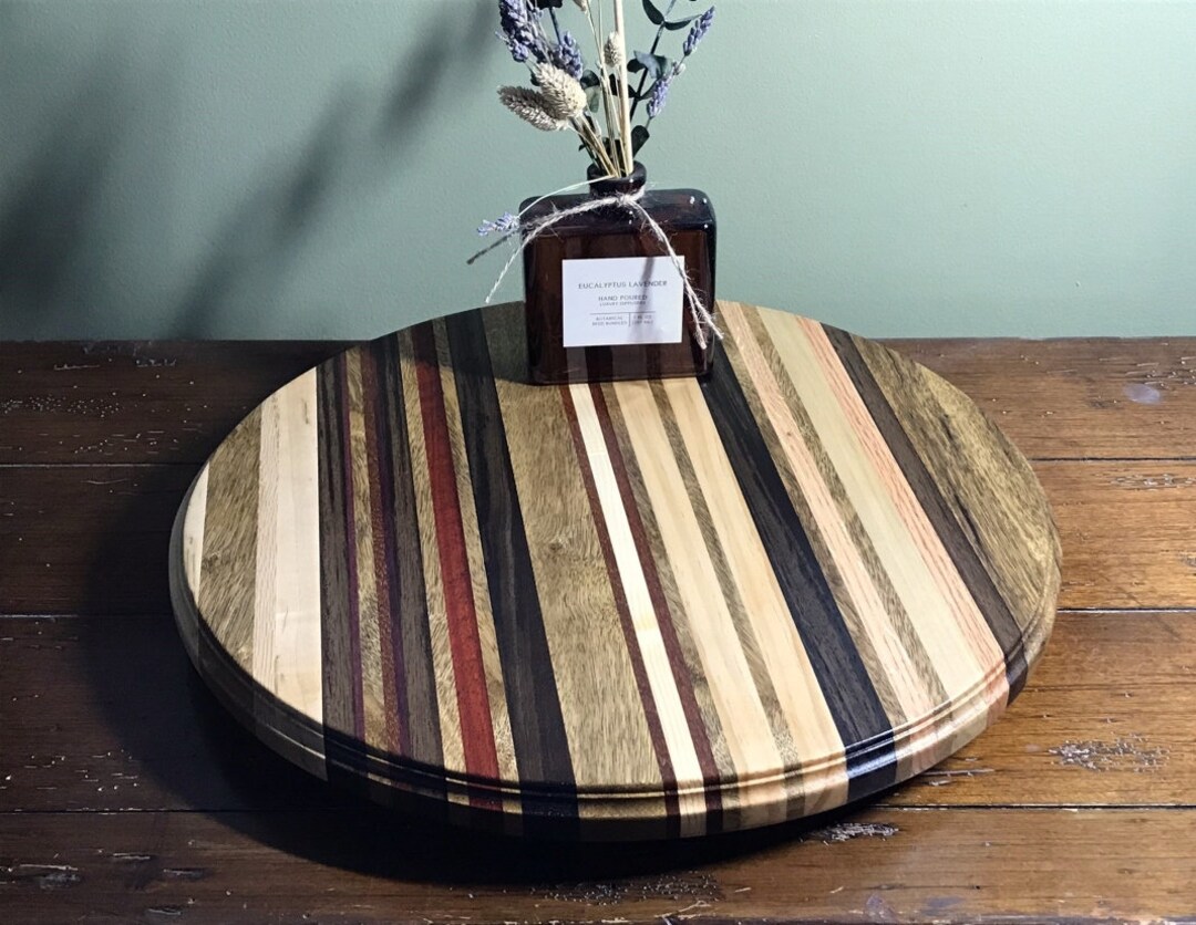 Handmade Lazy Susan Turntable, Rustic Wood Lazy Susan, Wooden Serving ...