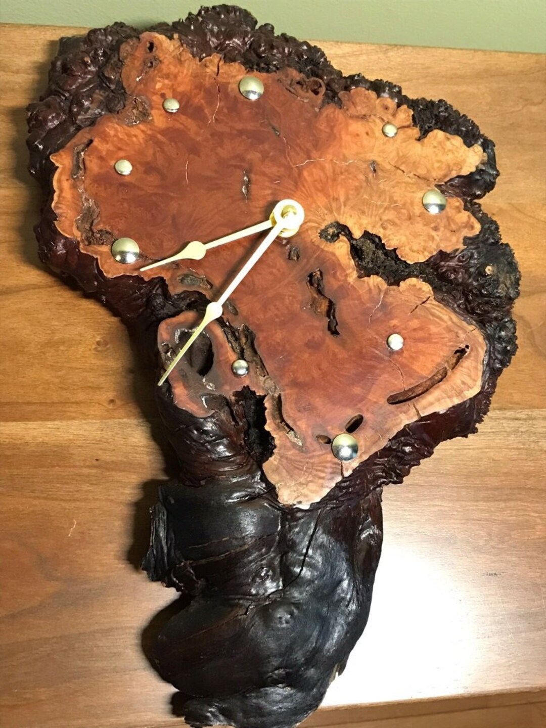 Handmade Wooden Wall Clock, Unique Wood Art Clock, Artsy Clock, Natural ...