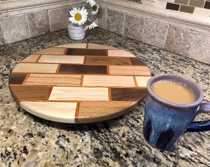 Handmade Lazy Susan Turntable, Rustic Wood Lazy Susan, Wooden Serving ...