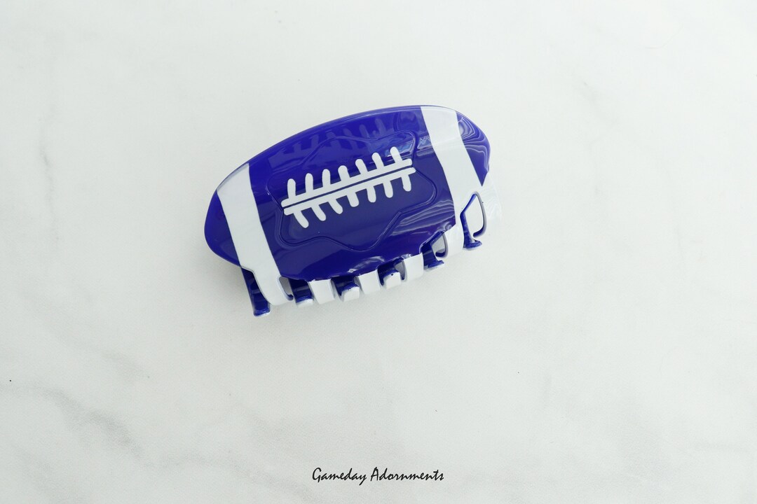 Cobalt Blue White Football Claw Clip, Hairclip, Game Day Flair - NCAA ...