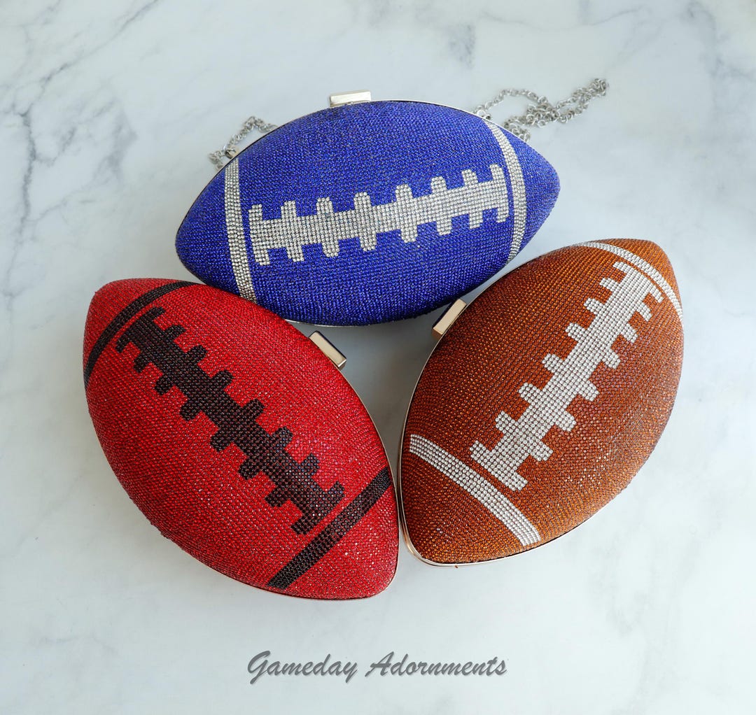 Bling Rhinestone Studded Hard Football Shoulder Bag Purse, Gameday ...