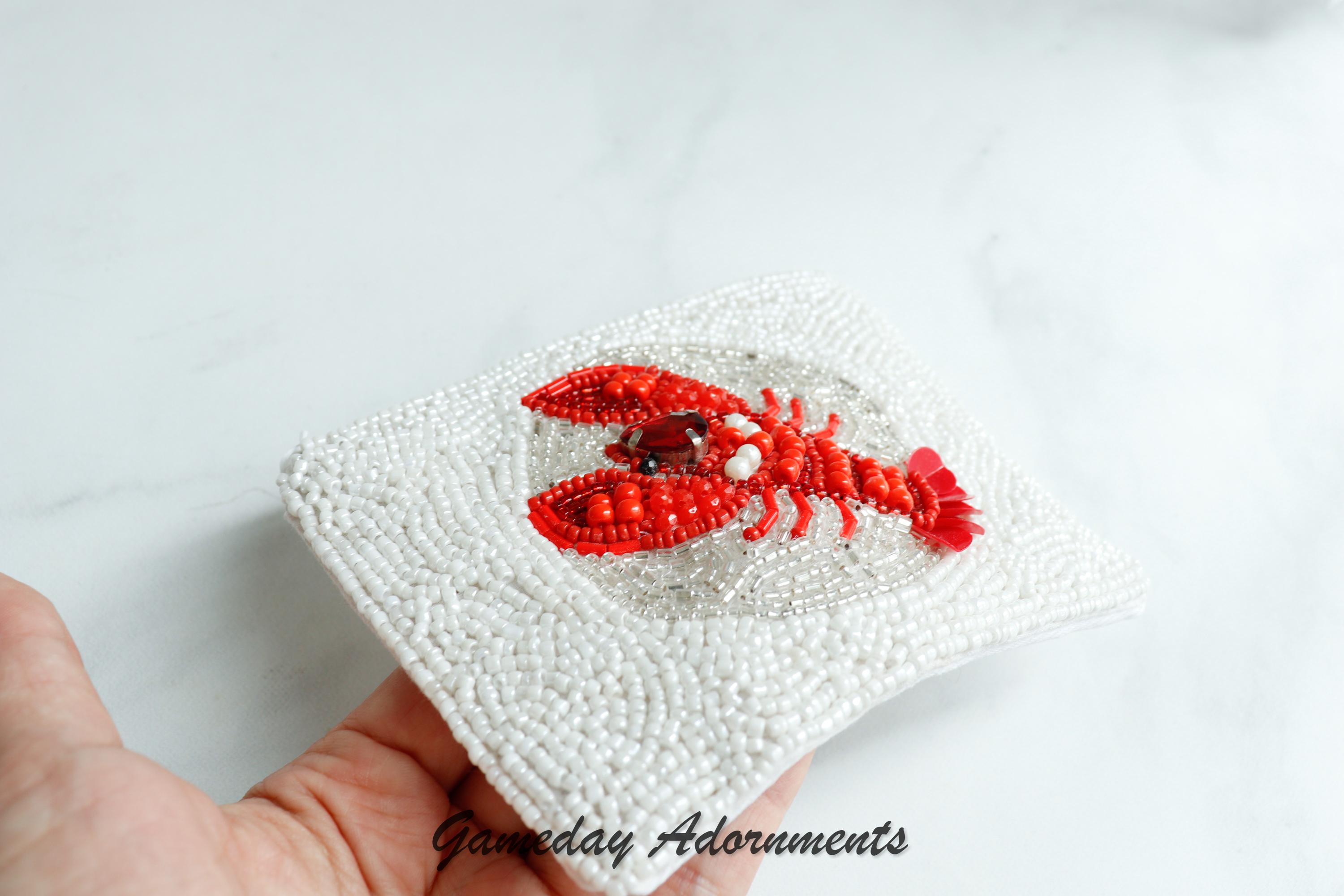 Beaded Coastal Crawfish Coin Bag, Beach Cajun Crayfish Travel Pouch ...