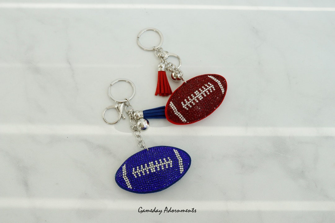 Rhinestone Bling Puffed Red, Royal Blue Football Keychain, Homecoming ...