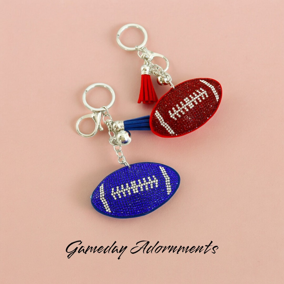 Rhinestone Bling Puffed Red, Royal Blue Football Keychain, Homecoming ...