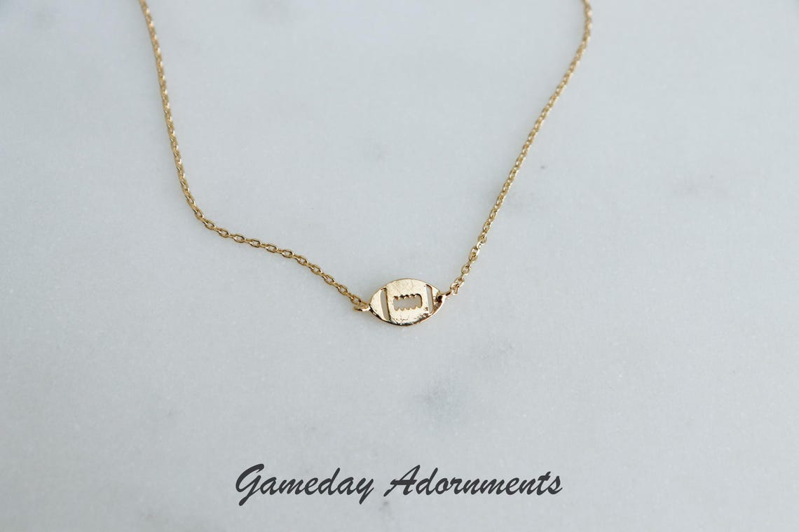 Tiny Cute Confetti Football Necklace, Dainty Gold Plated Brass Chain ...