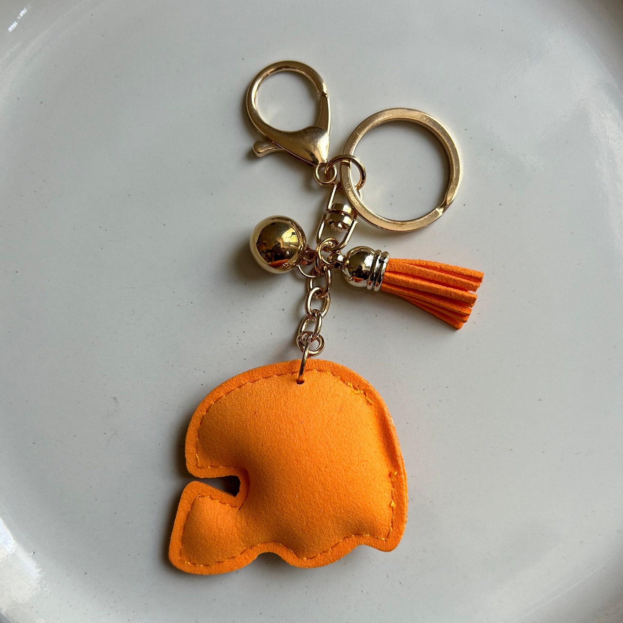 Rhinestone Orange Puffed Football Helmet Keychain, Homecoming Flair ...
