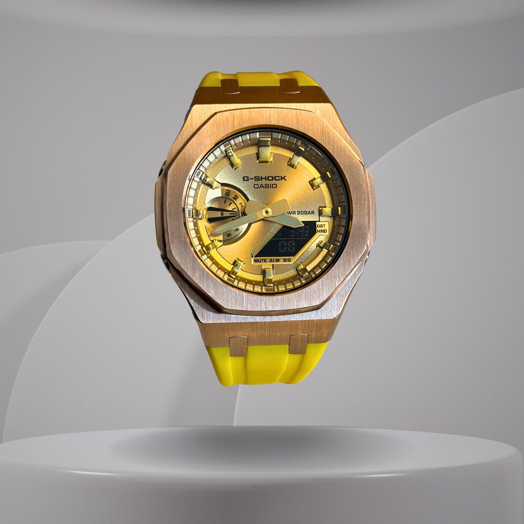 Casio G-shock GA2100 – Yellow Rose Gold | Custom Casioak | Men's Watch ...