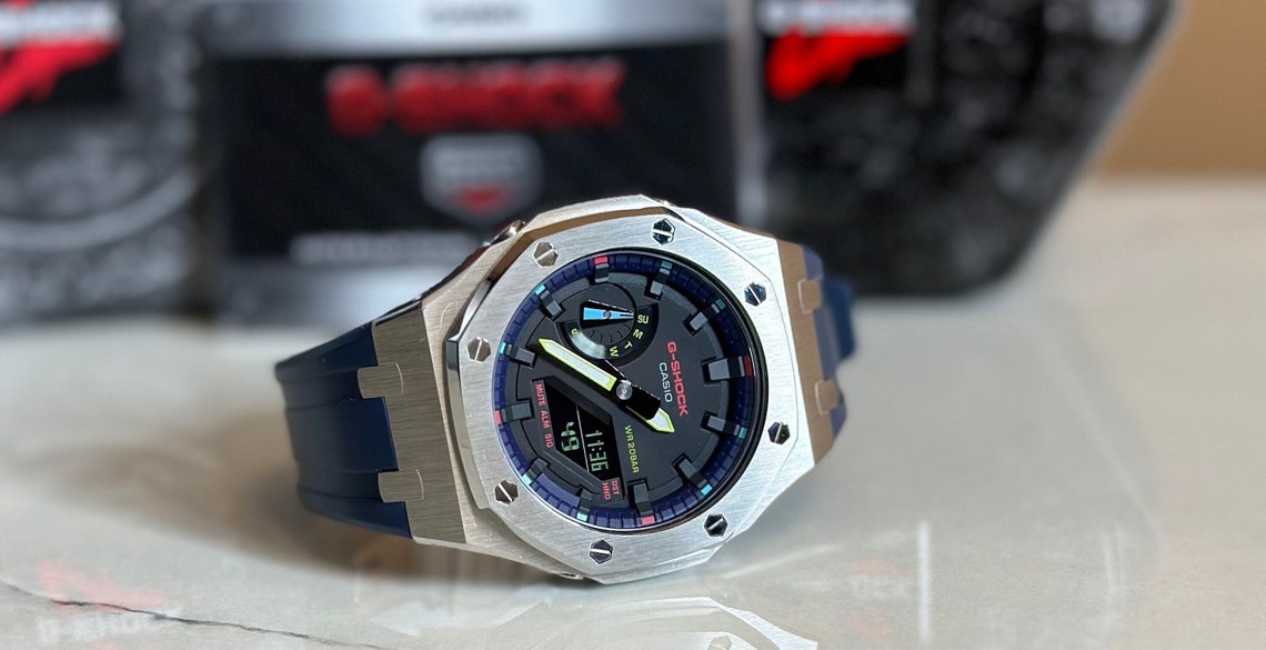 Casio G-shock Oak Purple Blue GA-2100 Custom Casioak Men's Watch - Etsy ...