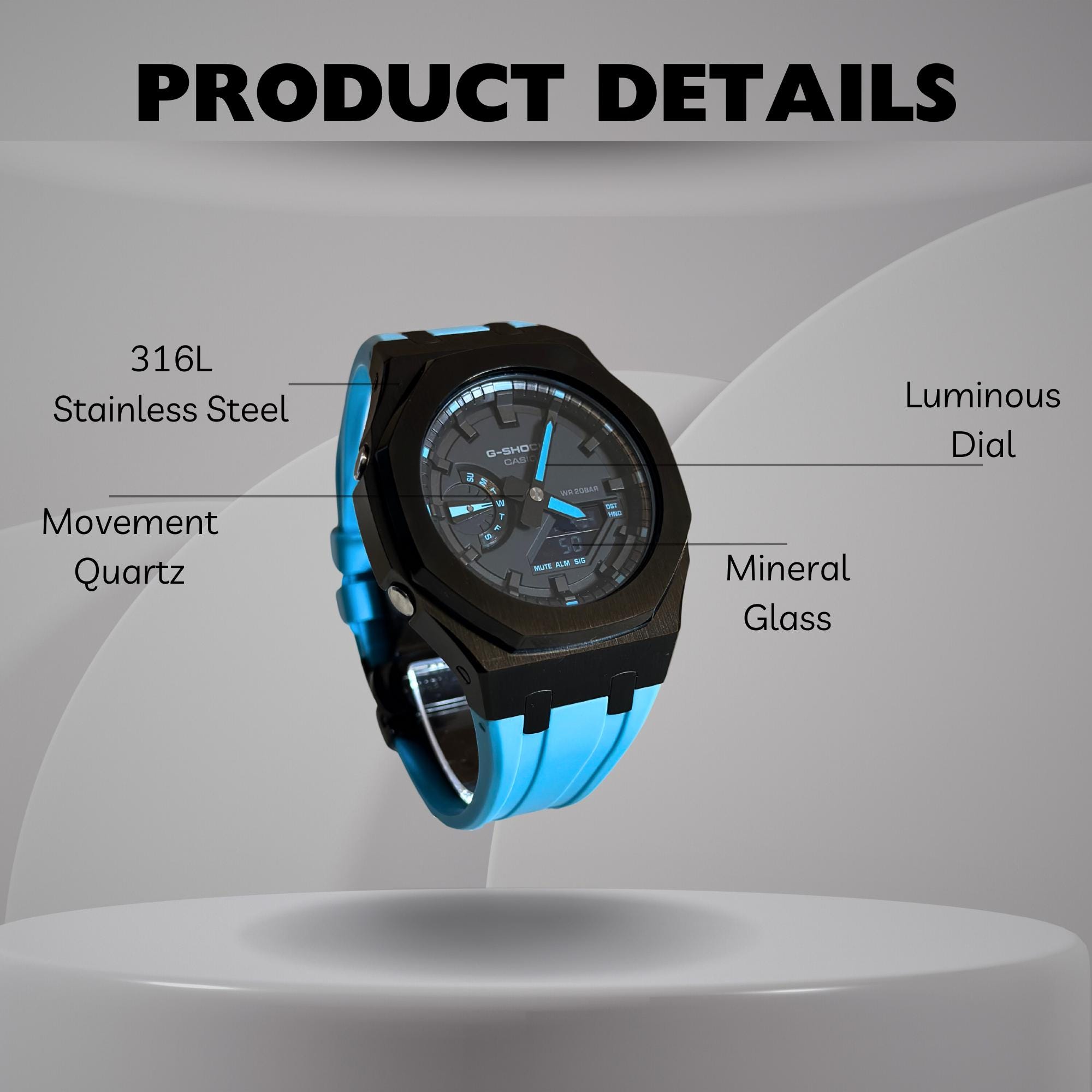 Casio G-shock GA2100 – Black Blue | Custom Casioak | Men's Watch | Mod ...