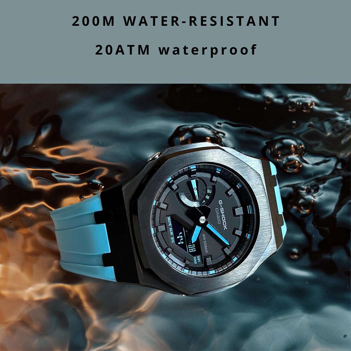 Casio G-shock GA2100 – Black Blue | Custom Casioak | Men's Watch | Mod ...