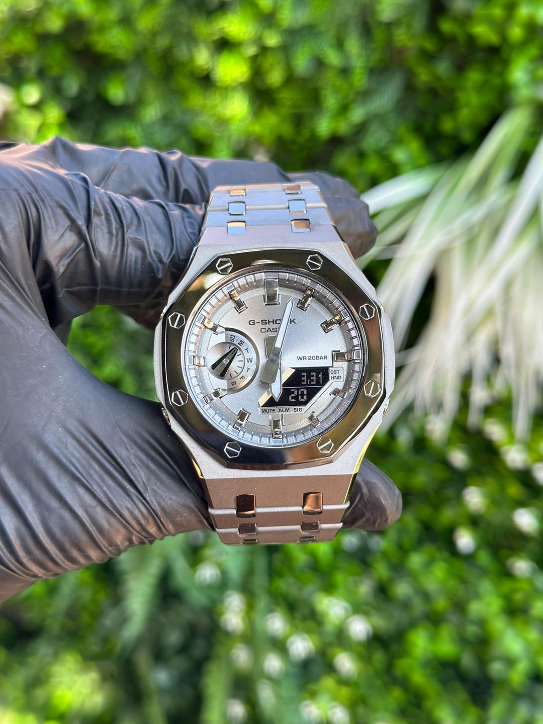 Casio G-shock Oak Mod - Silver Mirror Polish - GA-2100 Custom Casioak ...