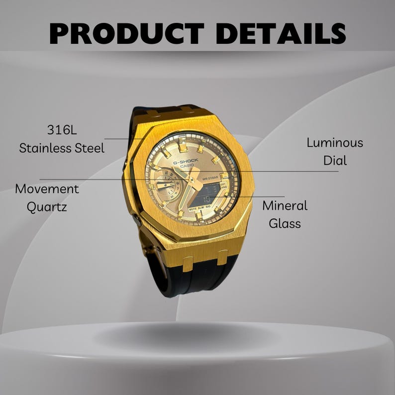 Casio G-shock GA2100 – Gold Case Black | Custom Casioak | Men's Watch ...