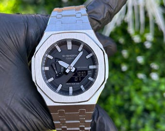 Custom G-shock GA2100 Casioak - Full Silver | Men's Watch | Gift for ...
