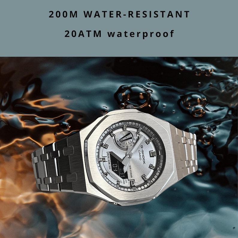 Custom G-shock GA2100 Casioak - Full Silver | Men's Watch | Gift for ...