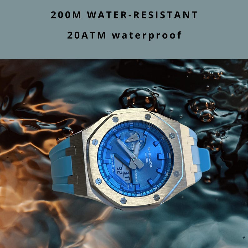 Casio G-shock Oak Mod - Blue Silver - GA-2100 Custom Casioak | Men's ...