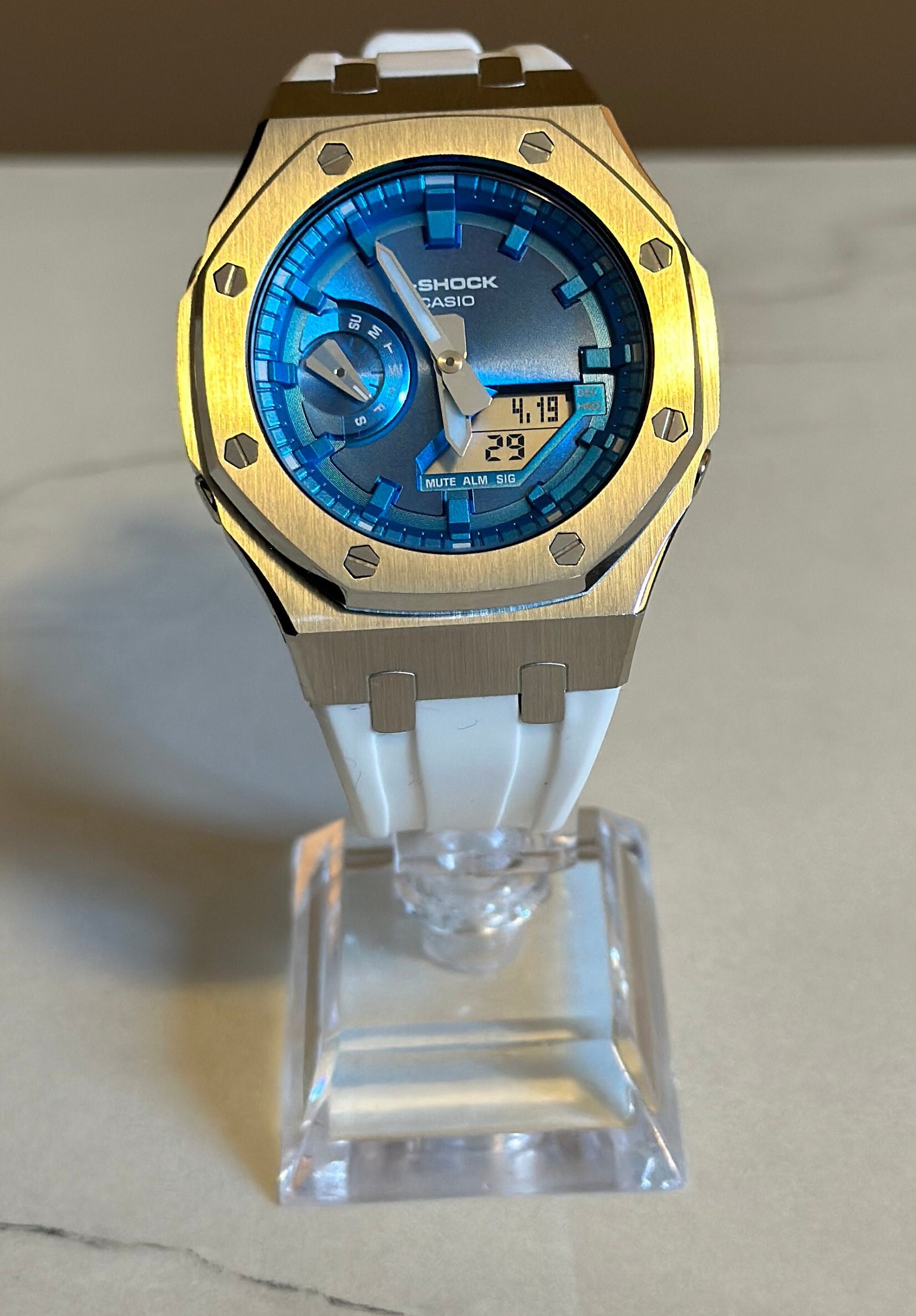 Casio G-shock Oak White Blue GA-2100 Custom Casioak Men's Watch - Etsy