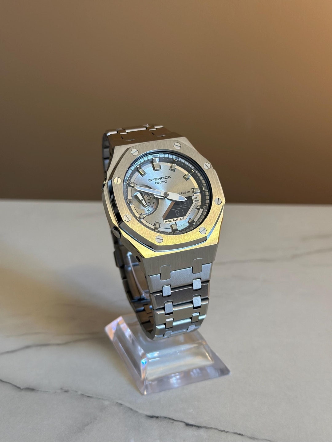 Casio G-shock Oak Full Silver GA-2100 Custom Casioak Men's Watch - Etsy UK