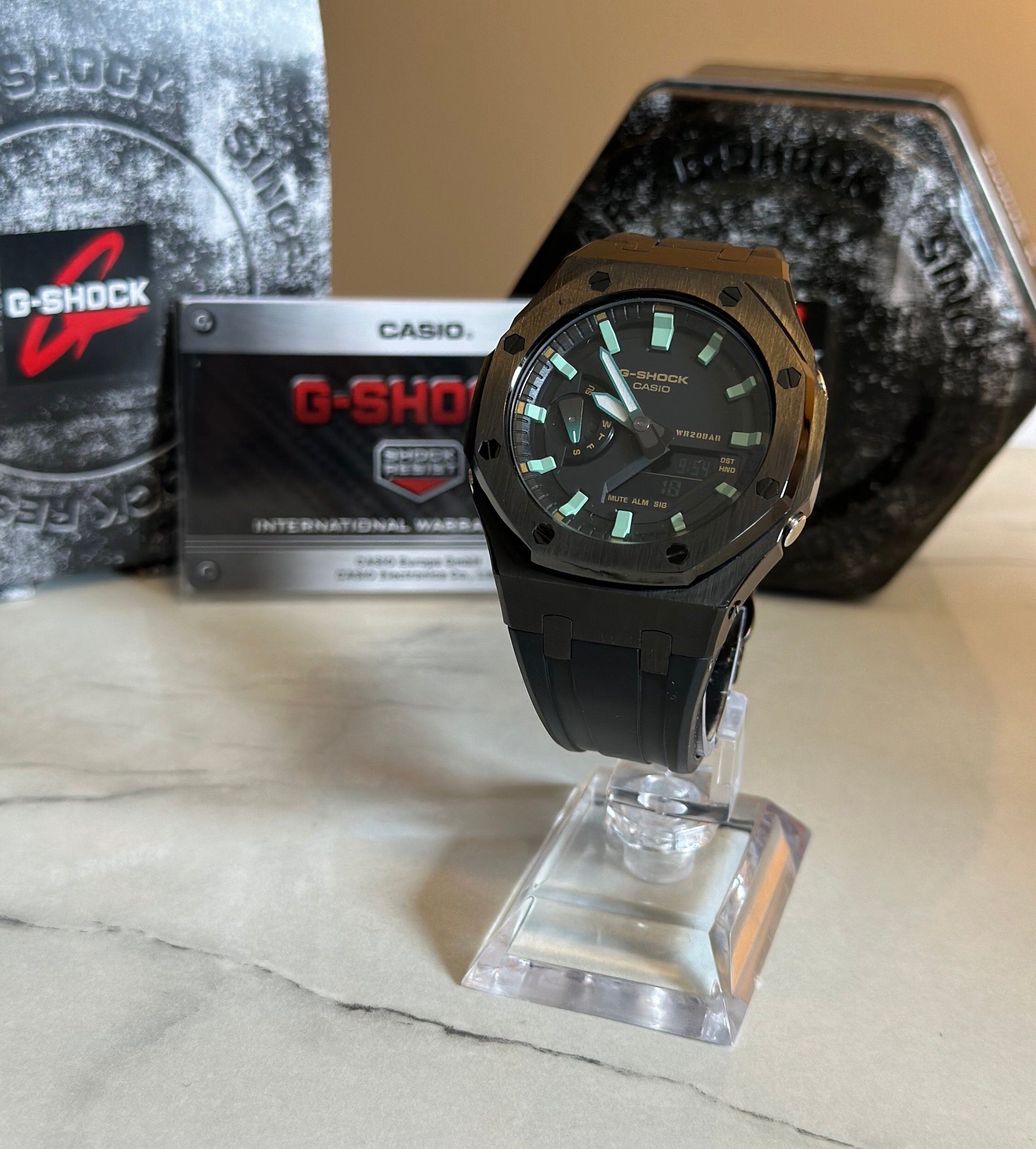 Casio G-shock Oak Black Green GA-2100 Custom Casioak Men's Watch - Etsy