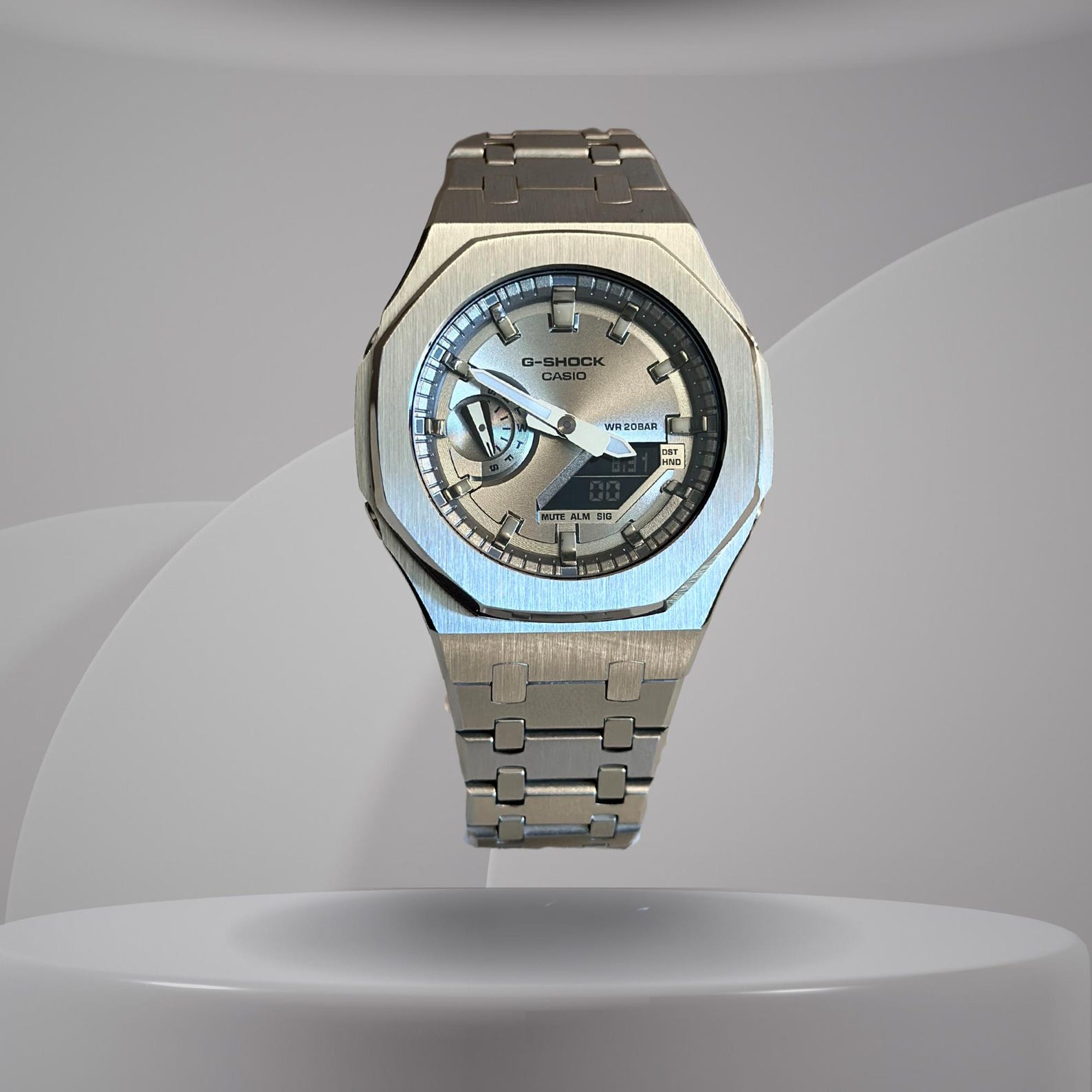 Custom G-shock GA2100 Casioak - Full Silver | Men's Watch | Gift for ...