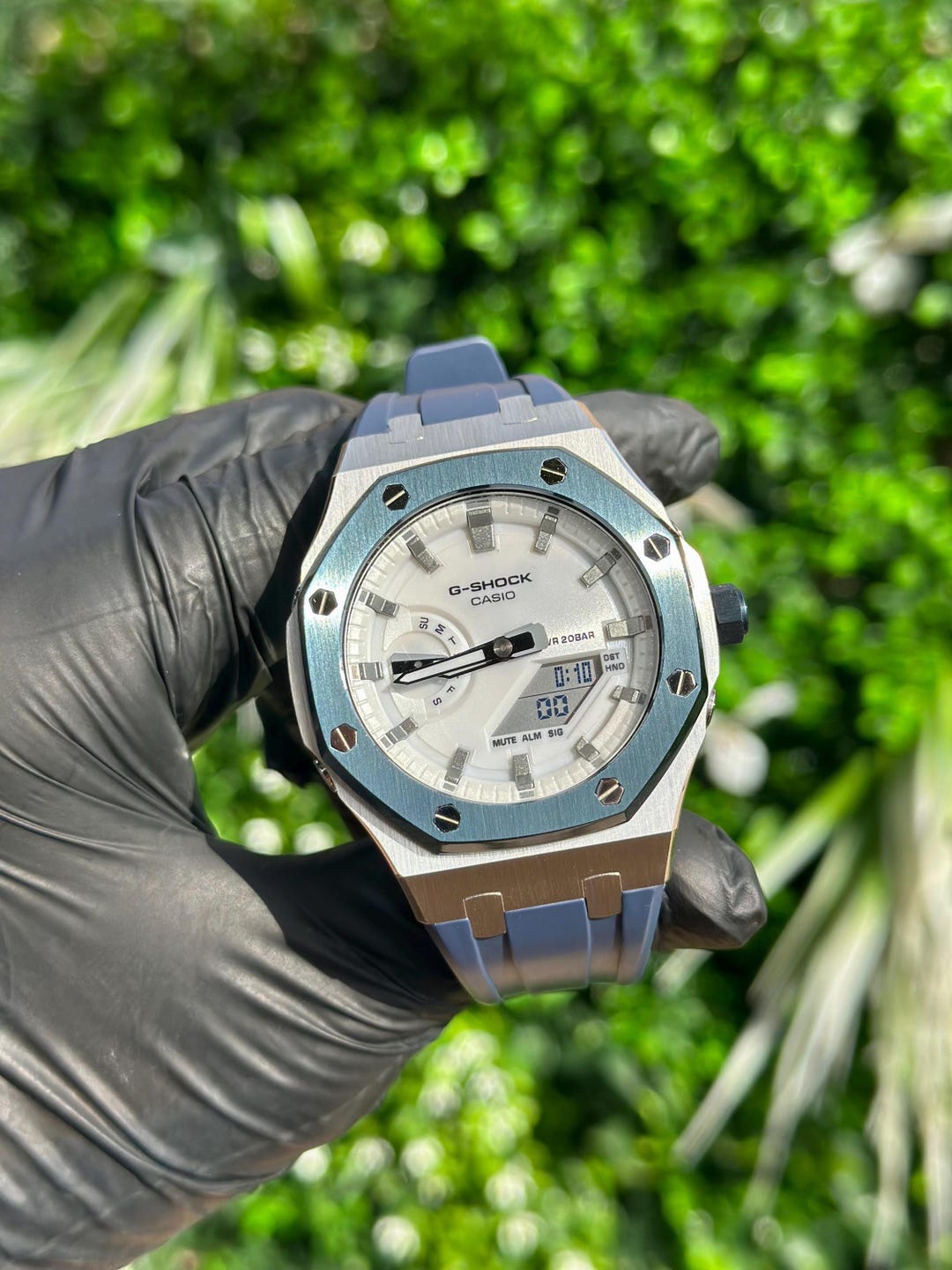 Casio G-shock Oak Mod - Royal Blue White - GA-2100 Custom Casioak | Men ...