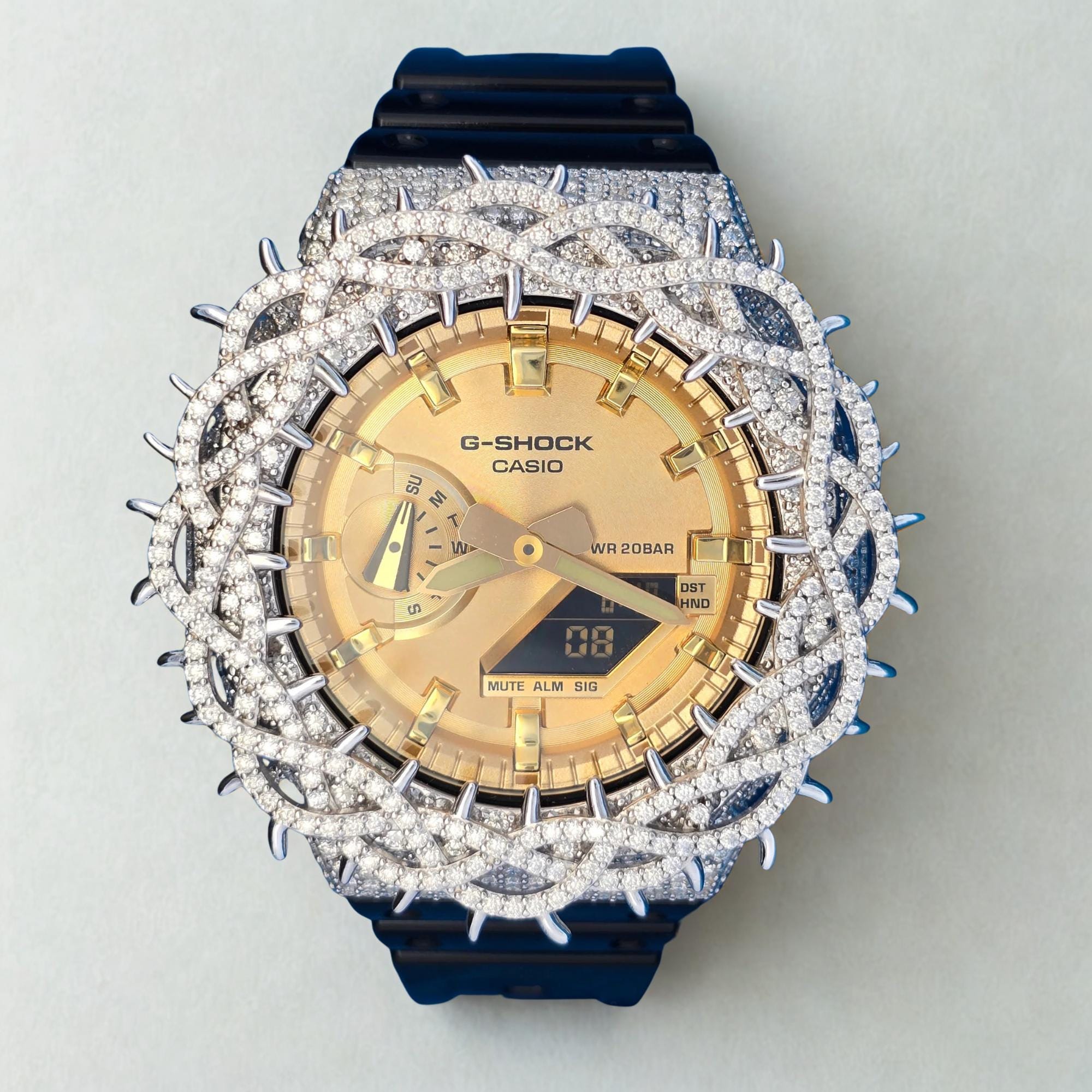 Moissanite Iced-out Casio G Shock GA-2100 – 925 Silver Bezel Thorn ...