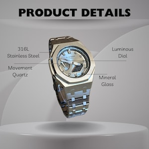 Custom G-shock GA2100 Casioak - Full Silver | Men's Watch | Gift for ...