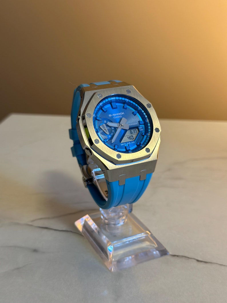Casio G-shock Oak Blue Silver GA-2100 Custom Casioak Men's Watch - Etsy