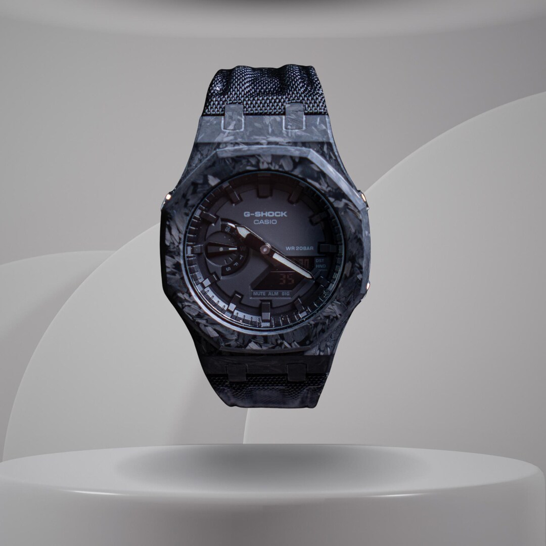 Casio G-shock GA2100 – Full Black Carbon Fiber | Nylon Canvas Velcro ...