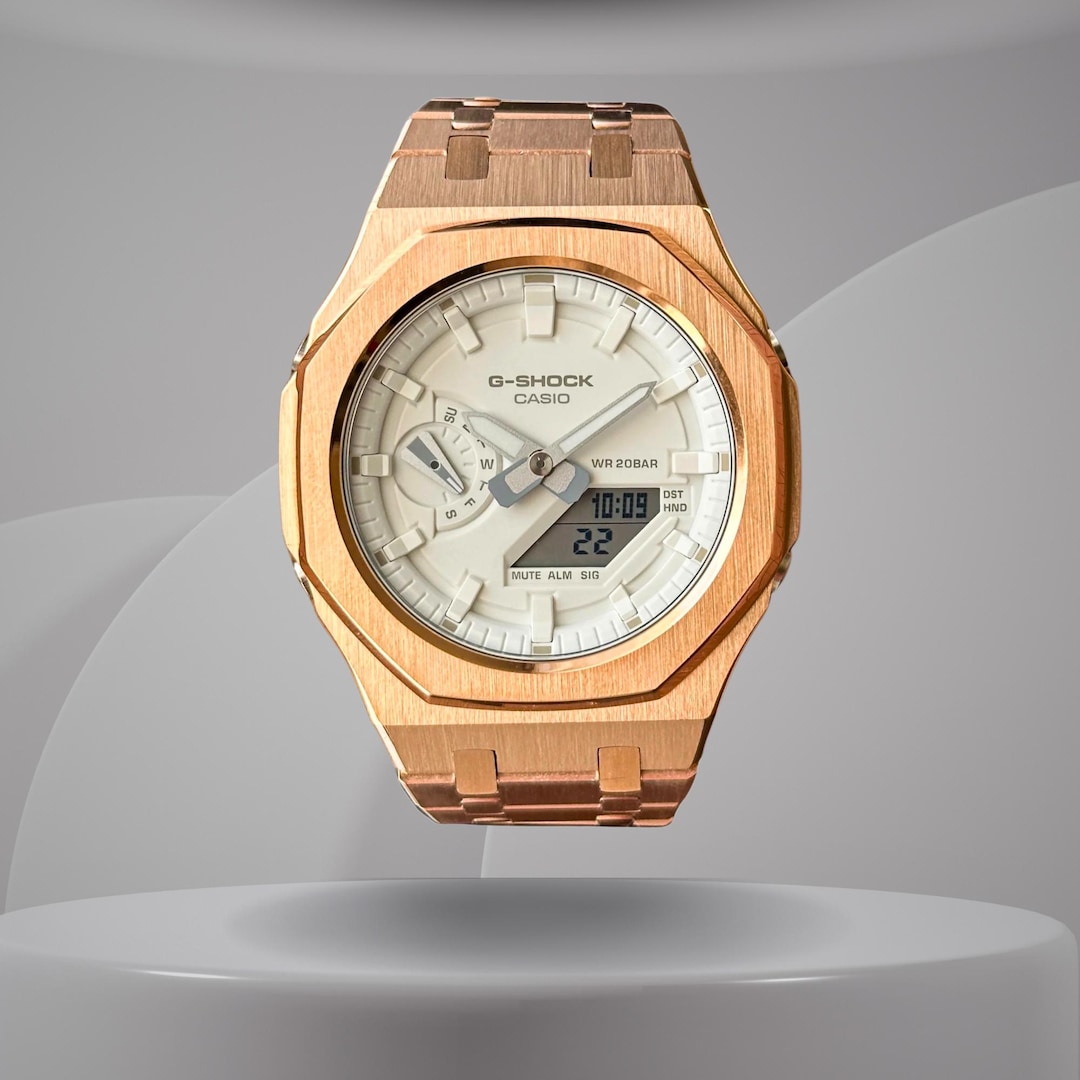 Casio G-shock GA2100 – Full Rose Gold White | Custom Casioak | Men's ...