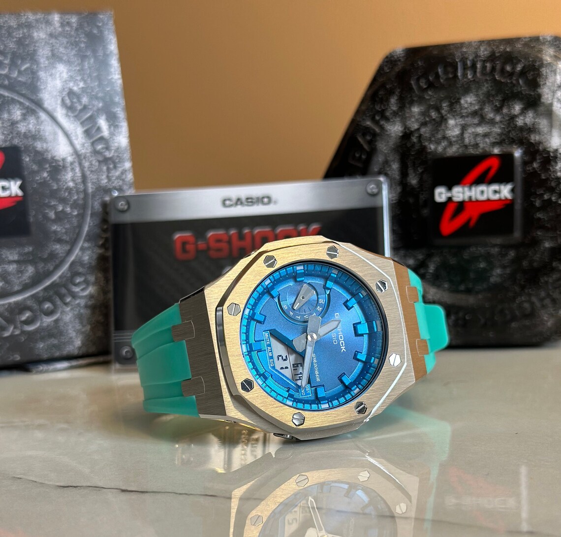Casio G-shock Oak Blue Dial GA-2100 Custom Casioak 44mm - Etsy