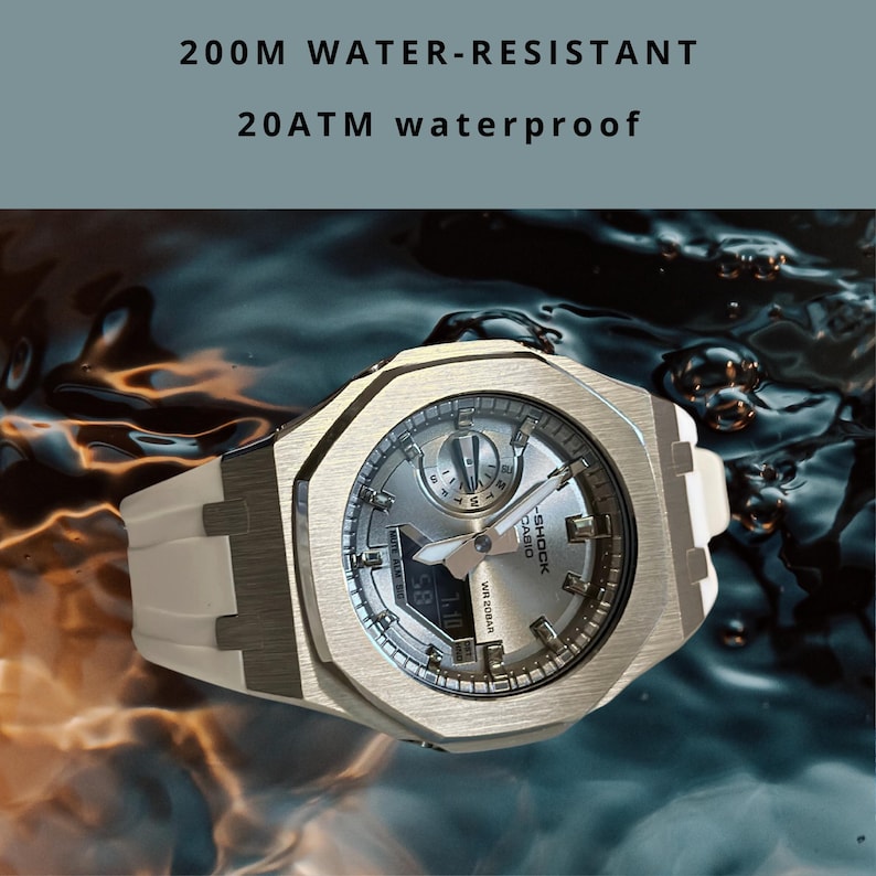 Casio G-shock GA2100 – White Silver Dial | Custom Casioak | Men's Watch ...