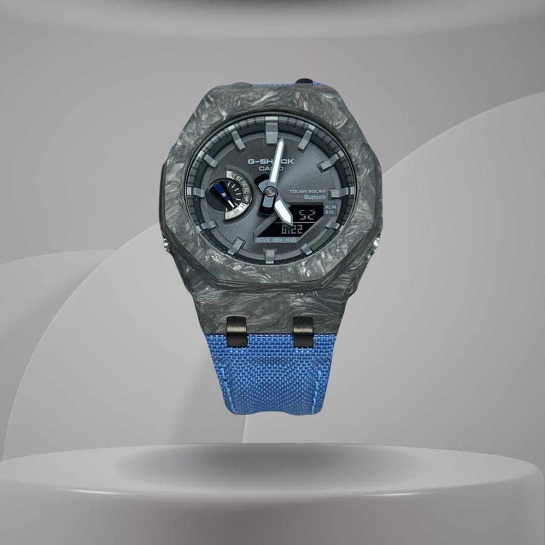 Casio G-shock GAB2100 – Blue Bluetooth Carbon Fiber | Nylon Canvas ...