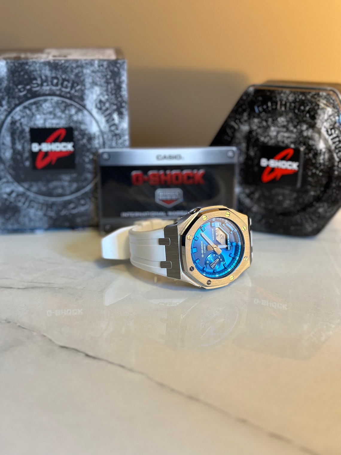 Casio G-shock Oak White Blue GA-2100 Custom Casioak Men's Watch - Etsy