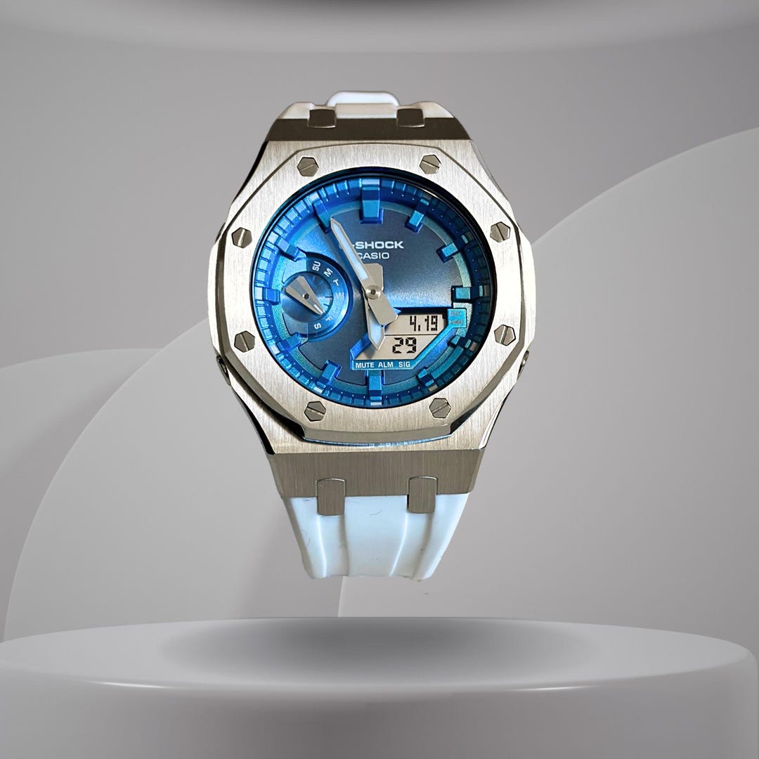 Casio G-shock Oak Mod - White Blue - GA-2100 Custom Casioak | Men's ...