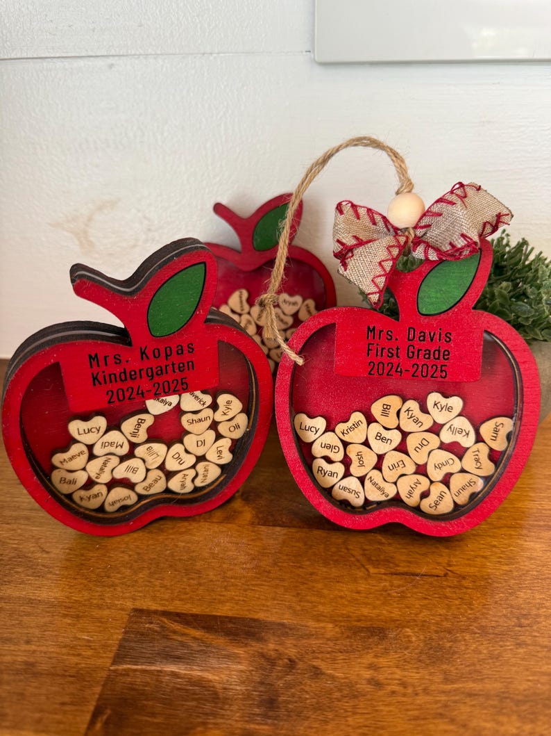 Personalized Teacher Appreciation Apple Ornament Gift With Classroom ...