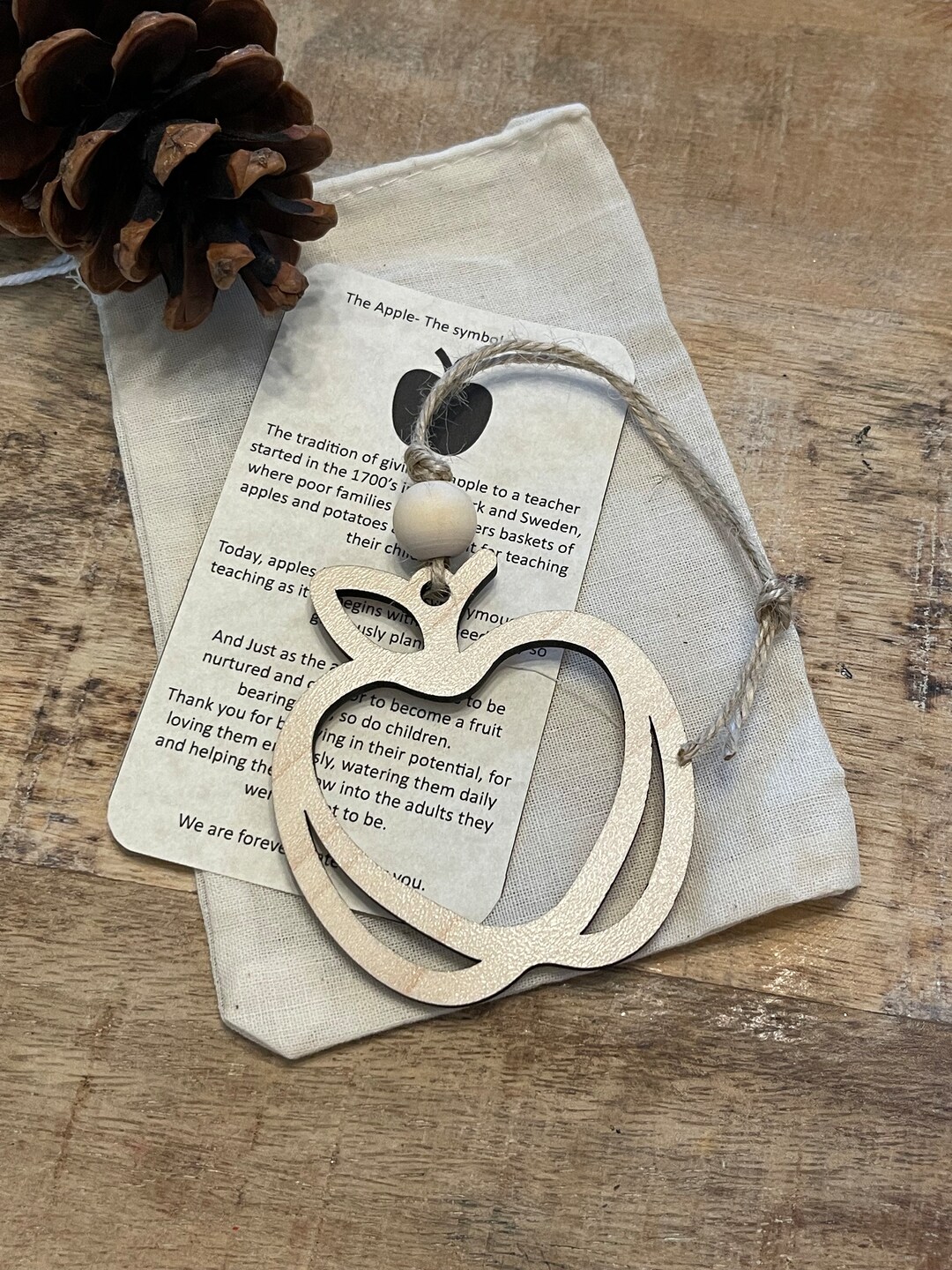 The Apple the Symbol of Teaching Ornament Gift Made of Finished Maple ...