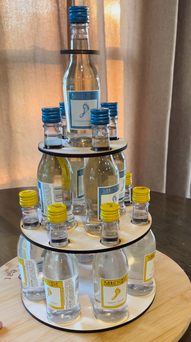 3 Tier Alcohol Shot Liquor Tower Display Cake, Fits 12 Mini Bottles of ...