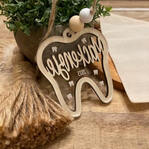 Personalized Custom Wood & Acrylic Tooth Ornament, Custom Name Gift Tag ...